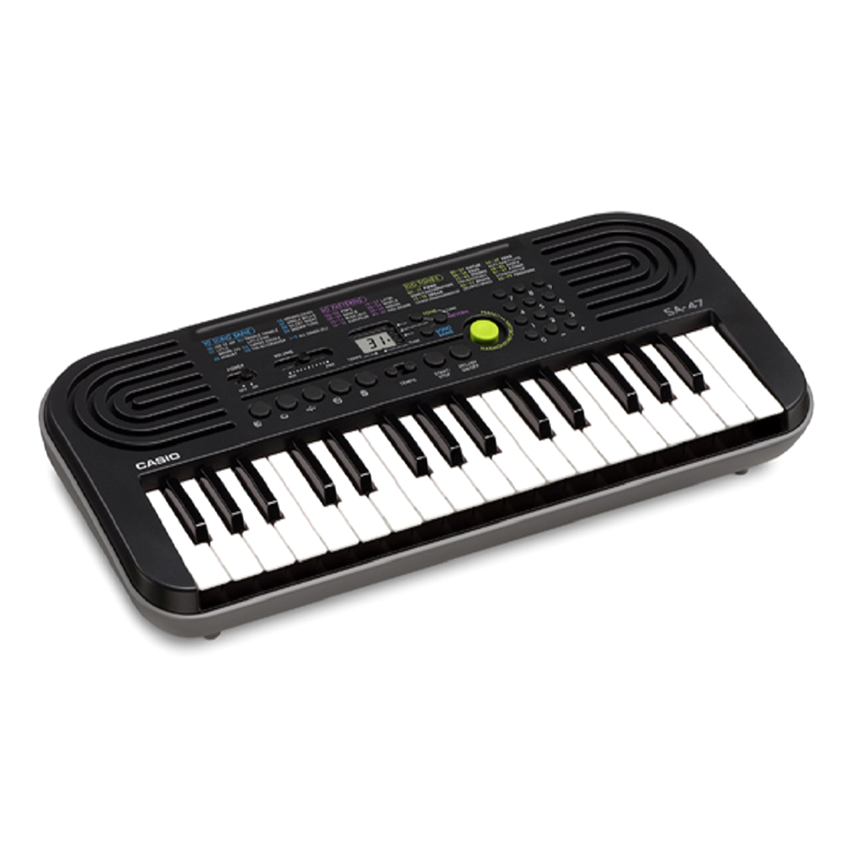 Casio SA-47 Portable Musical Keyboard Piano - Black & Grey with Adapter ...