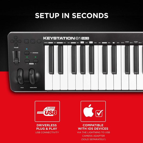 M-Audio Keystation 61 MK3 - Semi Weighted 61 Key USB MIDI Keyboard ...